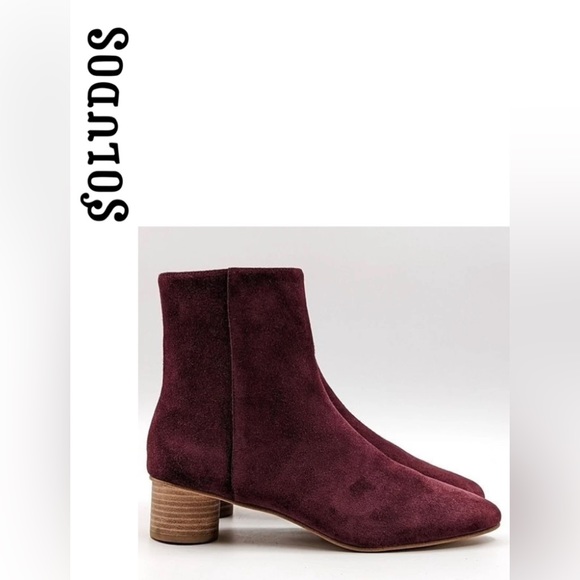 Soludos | Shoes | New 5soludosdeep Red Suede Leena Mod Round Stacked ...